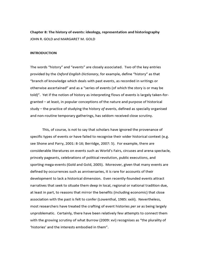 Gold and Gold History of Events 2019 Final | PDF | Ideologies | Scotland