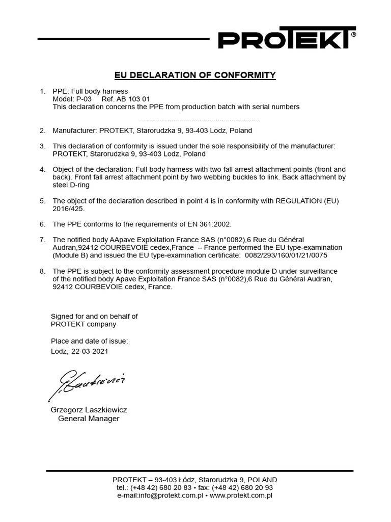 P03 Declaration EN | PDF