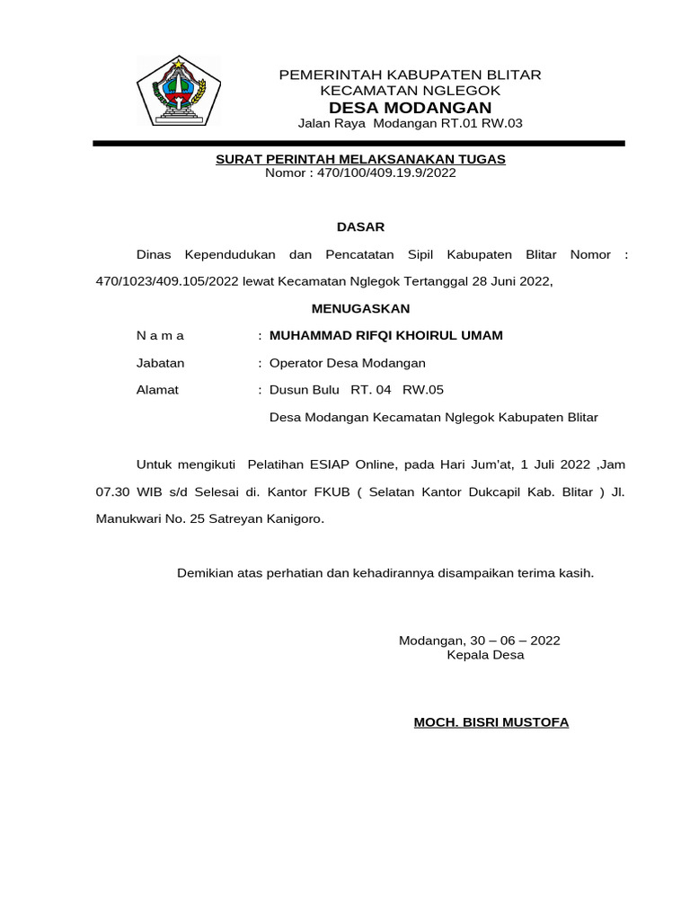 Surat Pengantar Tugas Pupr | PDF