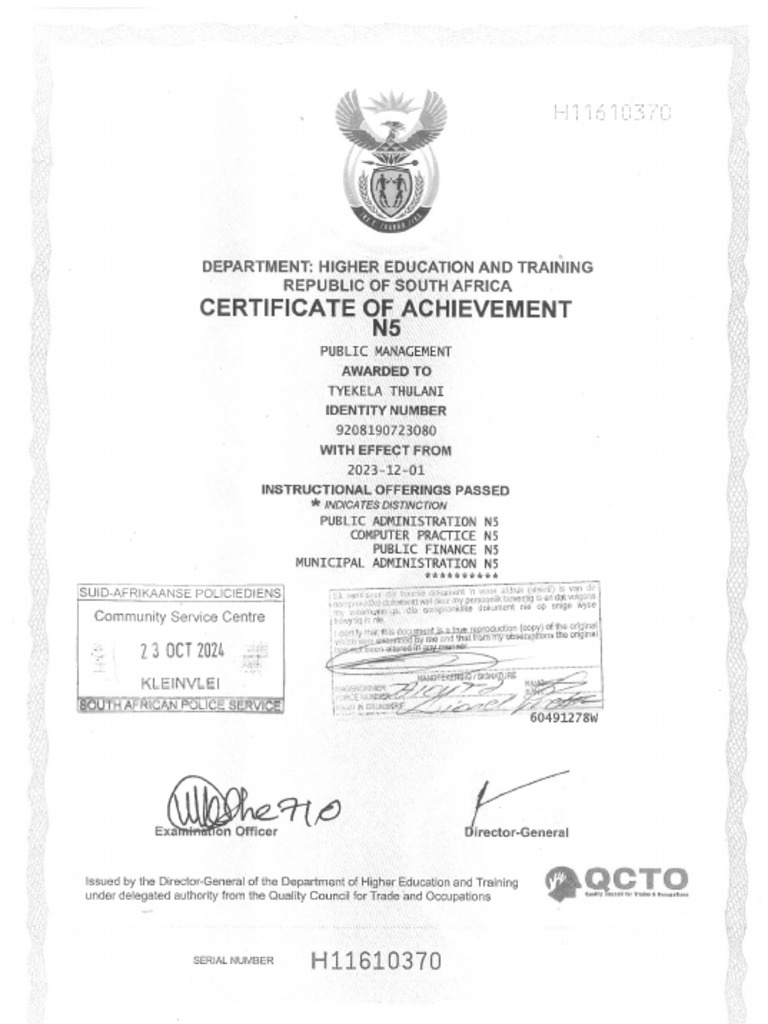 N5 Certificate | PDF