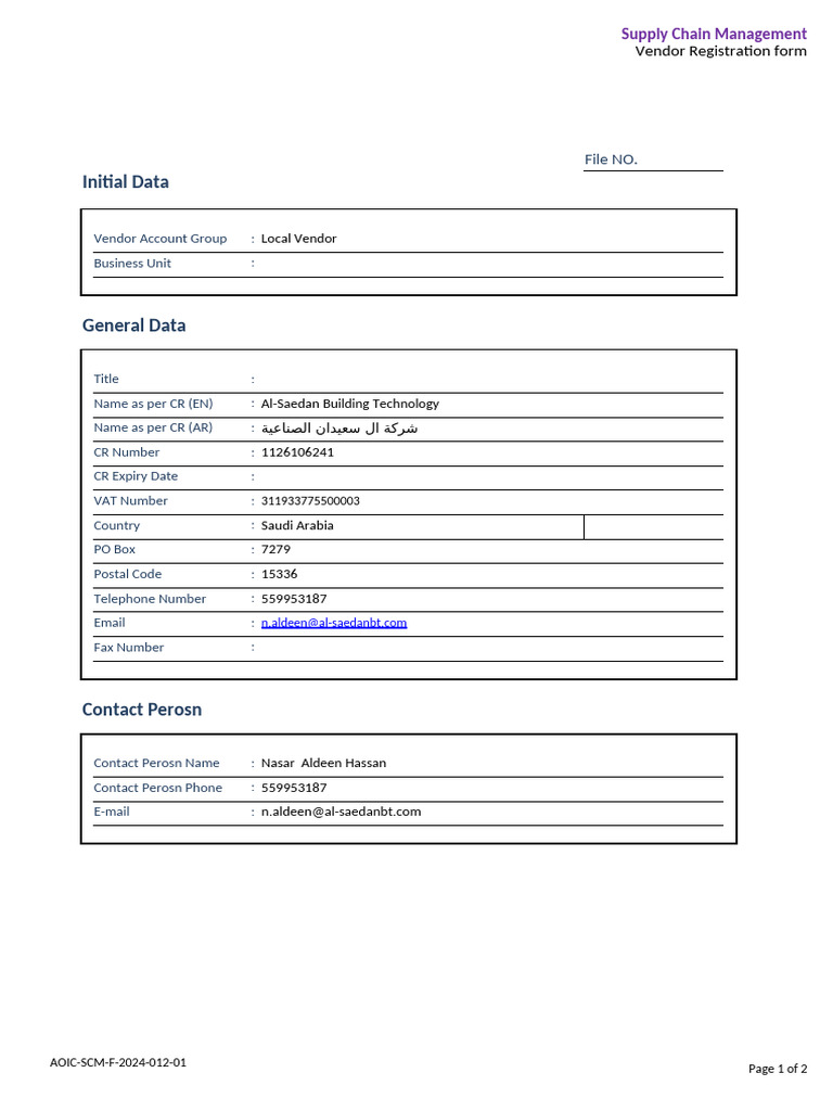 Vendor Registration Form for SCM 2024 | PDF | Telecommunications