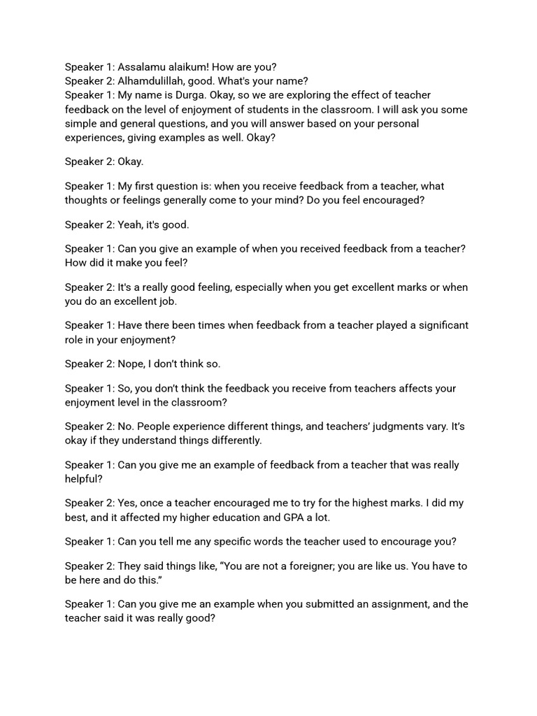 deeqa | PDF | Teachers | Feedback