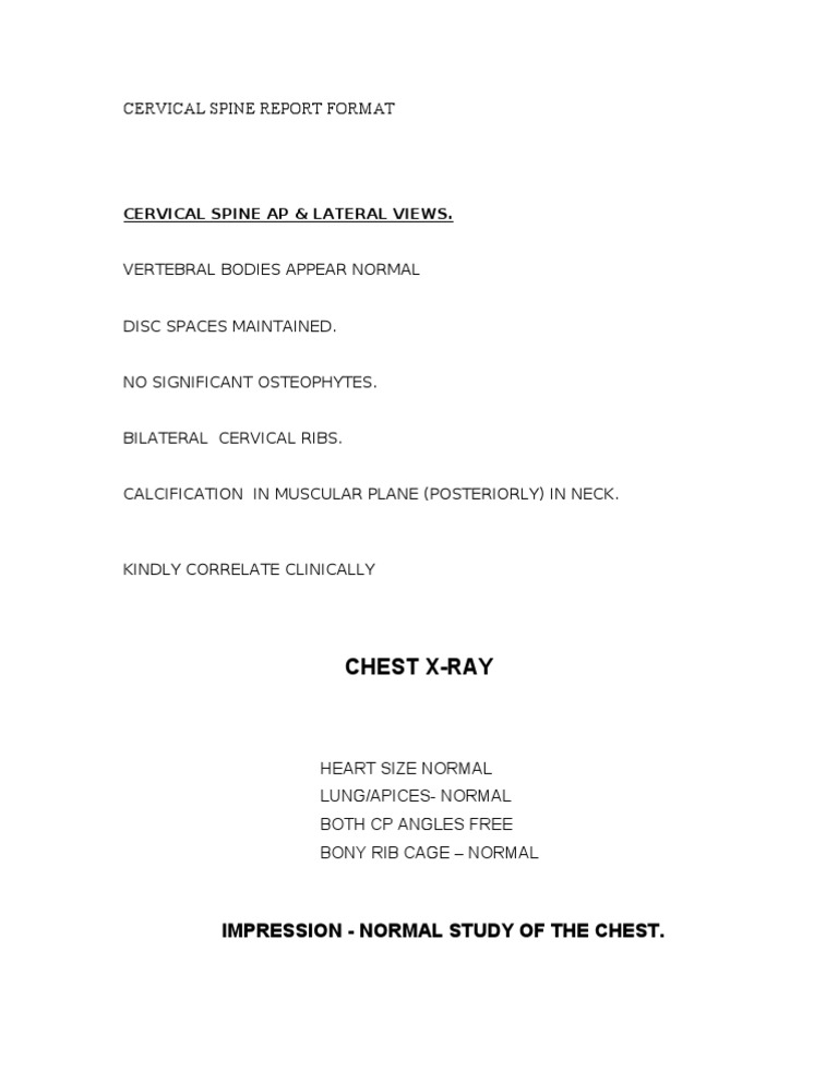 Cervical Spine Report Format | PDF