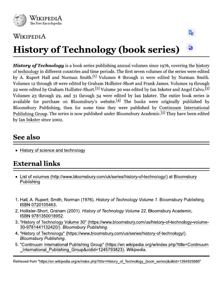 History of Technology (book series) | PDF