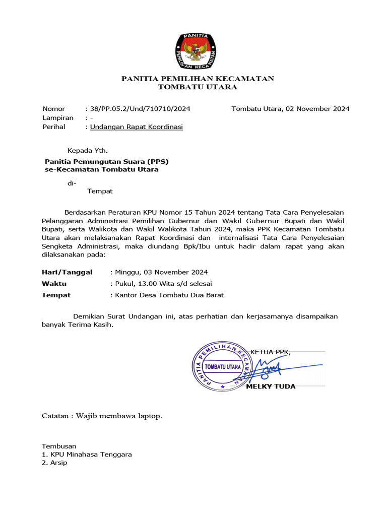 Undangan - Rakor - 03 Nov | PDF