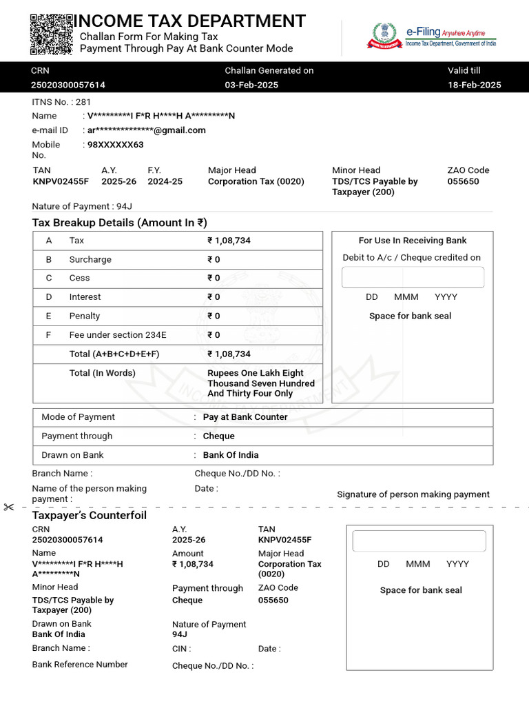ChallanForm | PDF | Cheque | Banks