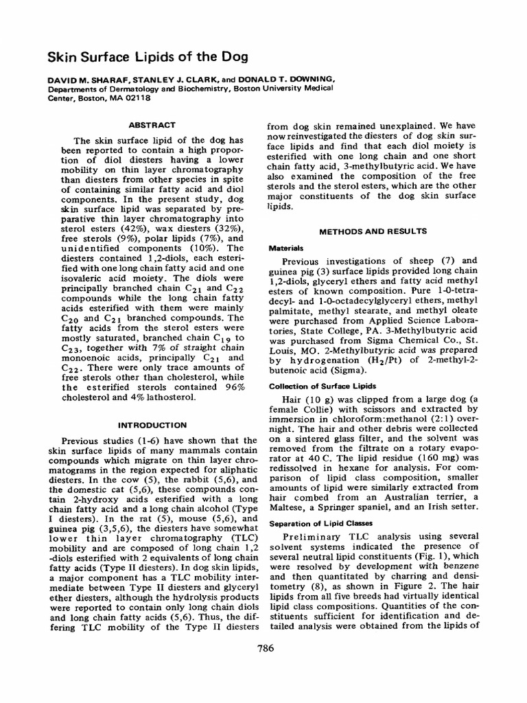 Dog Skin Surface Lipid Composition | PDF | Ester | Thin Layer ...