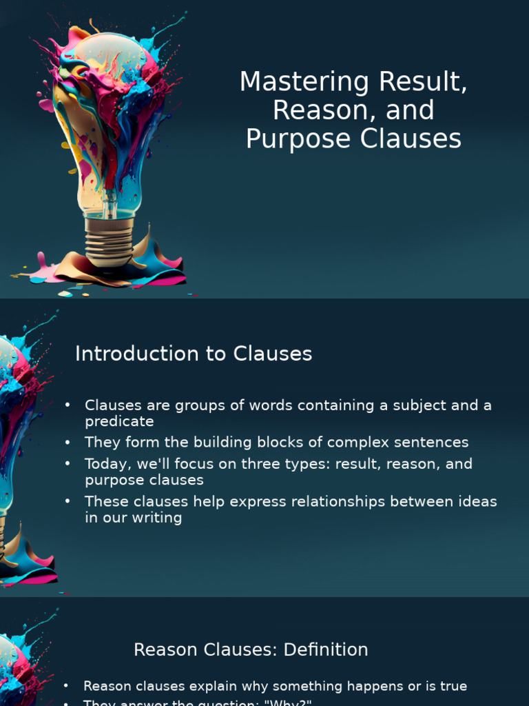 Understanding Result, Reason, and Purpose Clauses | PDF | Clause ...