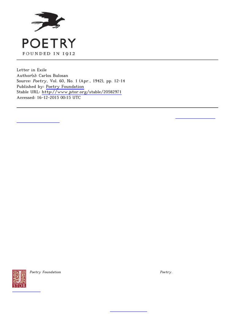 Bulosan, Carlos - Letter in Exile | PDF