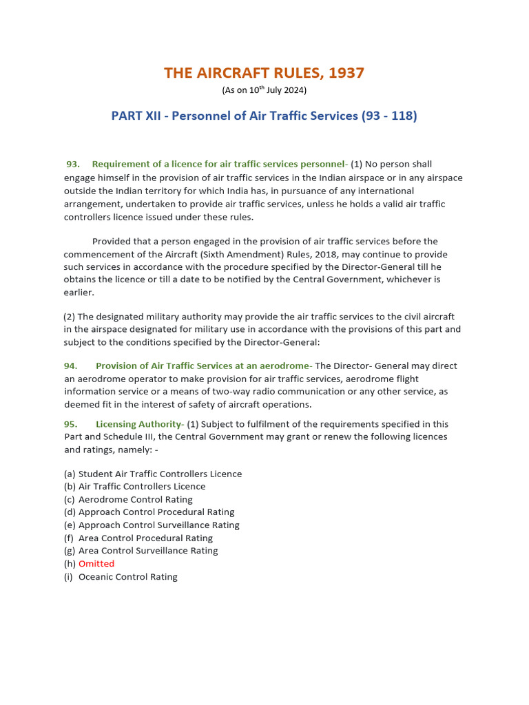 Air Traffic Services Personnel Regulations | PDF | Air Traffic Control ...