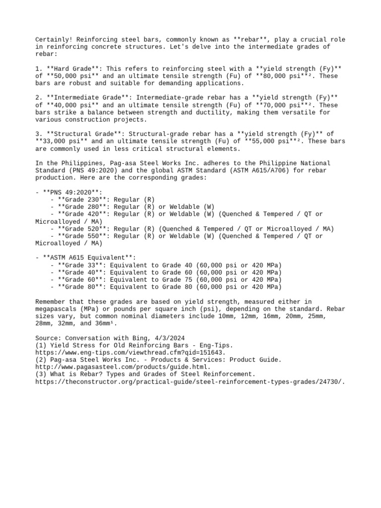 Overview of Rebar Grades and Standards | PDF | Materials | Metalworking