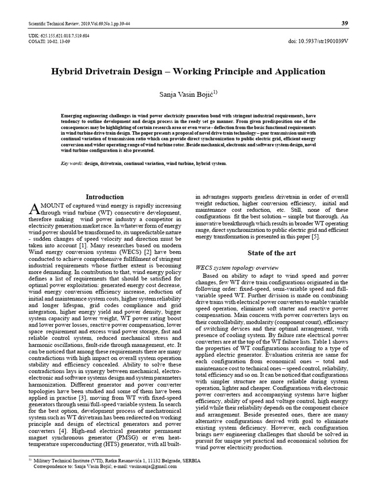 Hybrid Drivetrain Design Working Principle and App | PDF | Gear ...