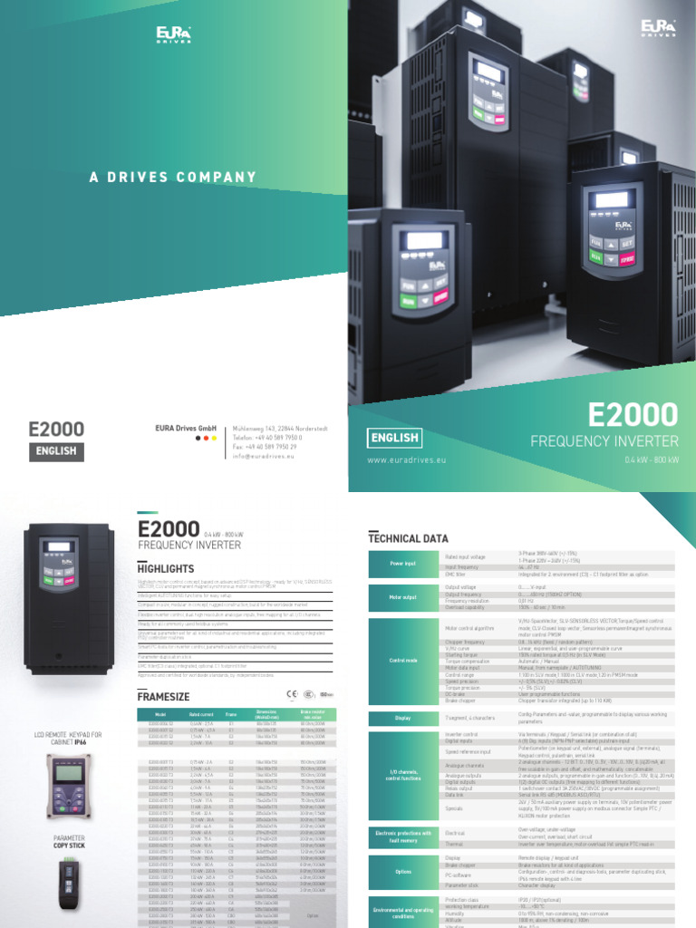 E2000 Flyer 2019 Sps en Web A | PDF | Power Inverter | Electric Motor