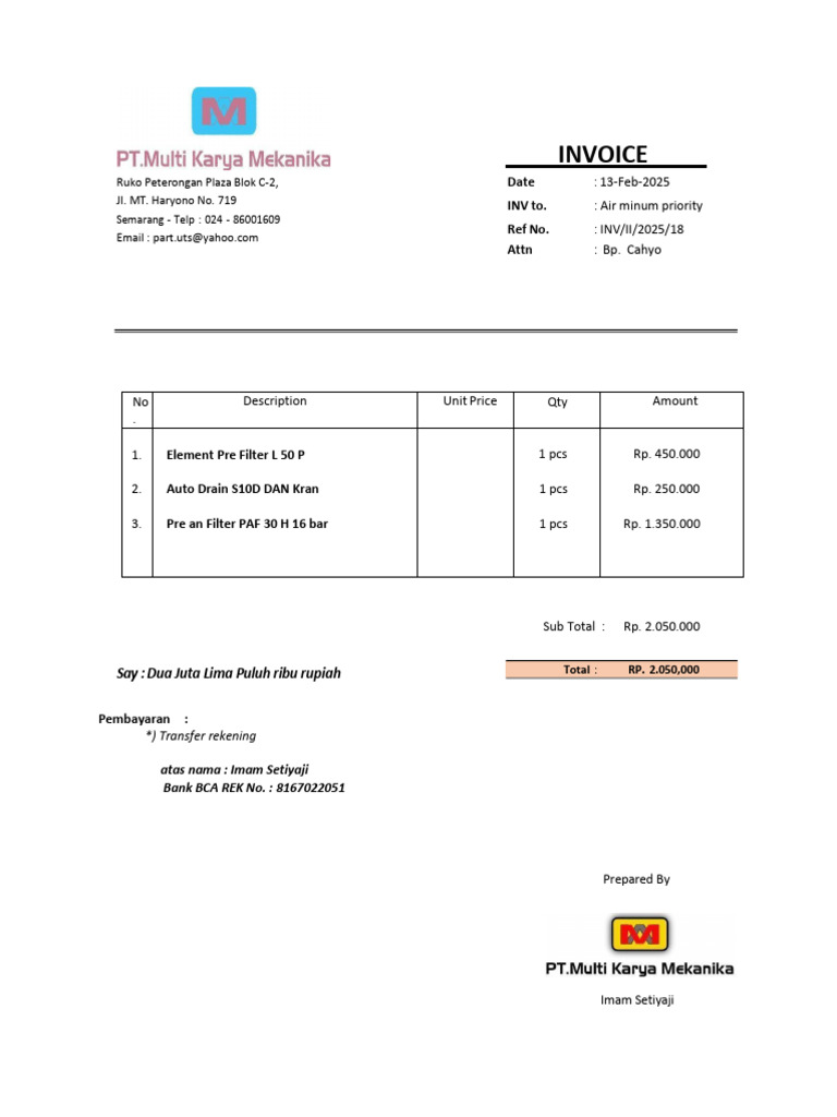 Invoice Pre Filter Priority | PDF