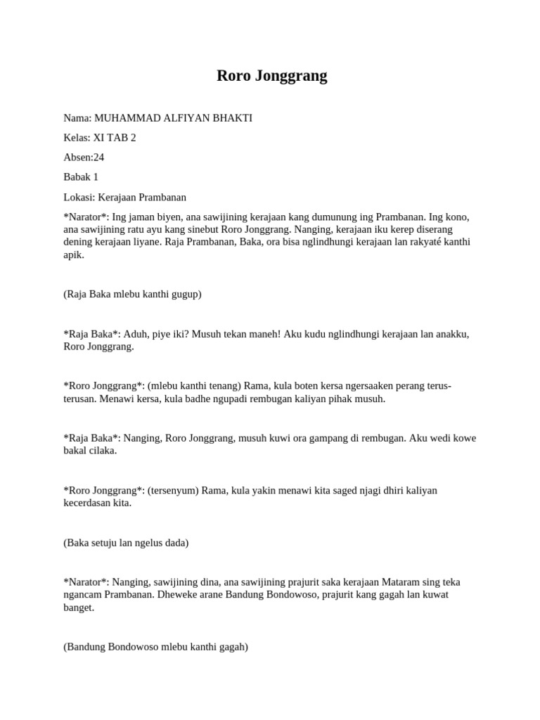 Roro Jonggrang | PDF