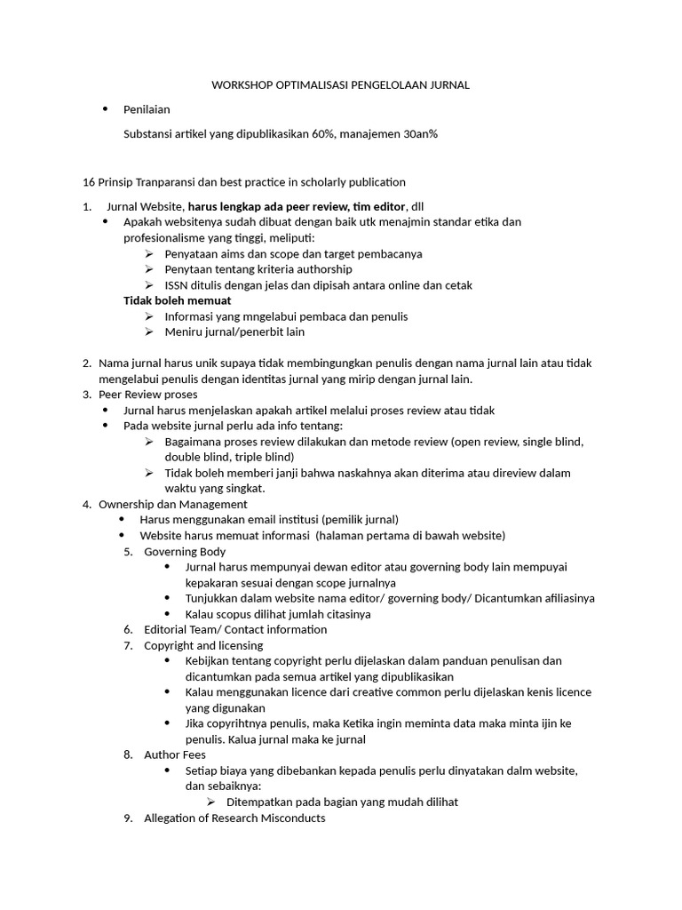 Workshop Optimalisasi Pengelolaan Jurnal | PDF