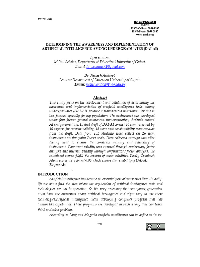 Determining The Awareness and Implementation of Artificial Intelligence ...