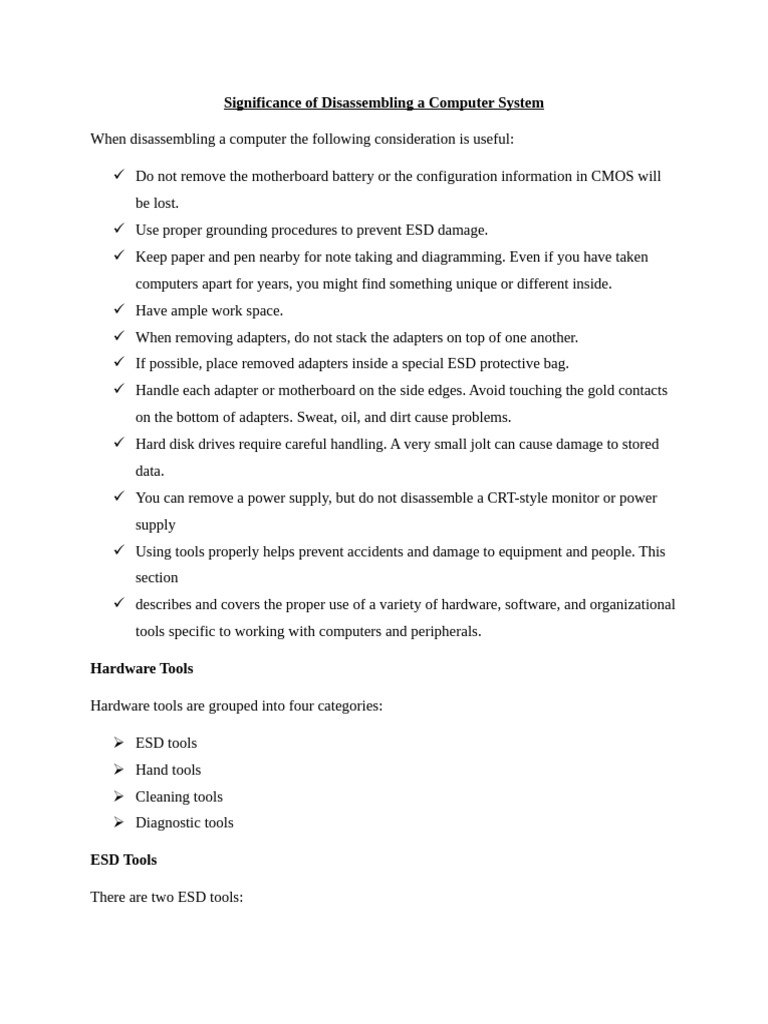 Disassemble Faulty Components | PDF | Computer Hardware | Electrostatic ...