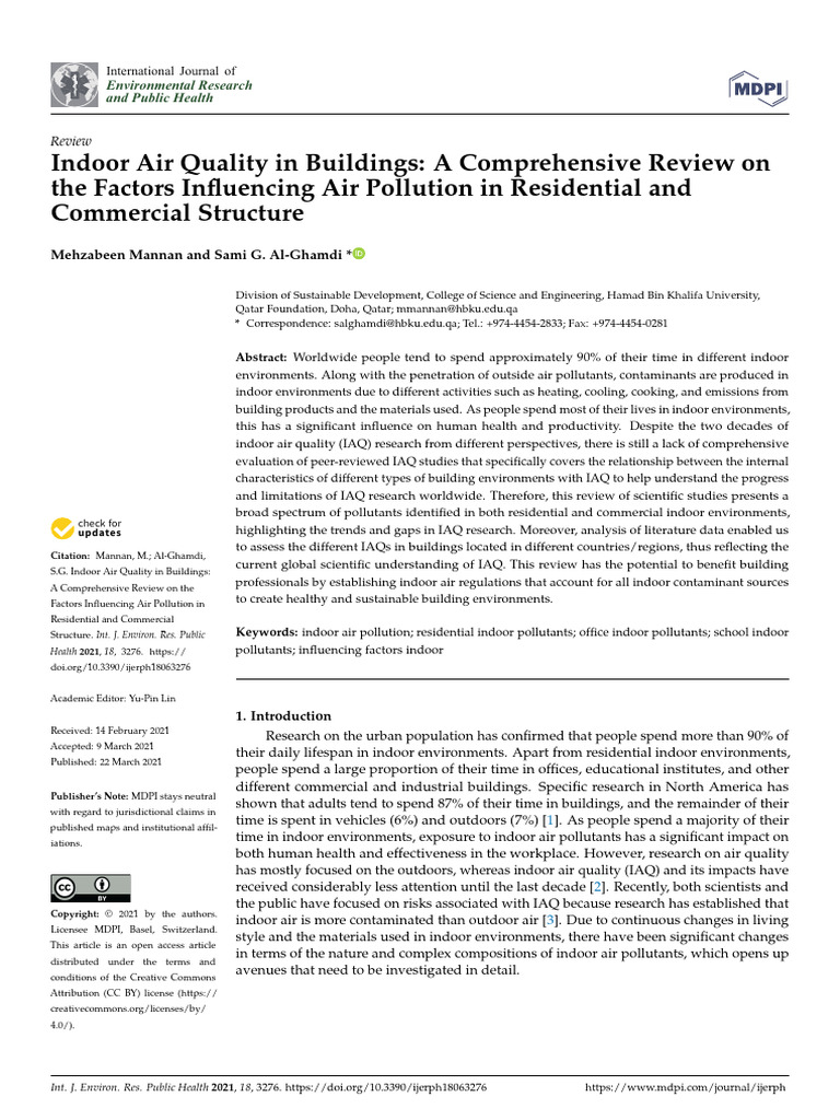 Indoor Air Quality in Buildings - A Comprehensive Review On The Factors ...