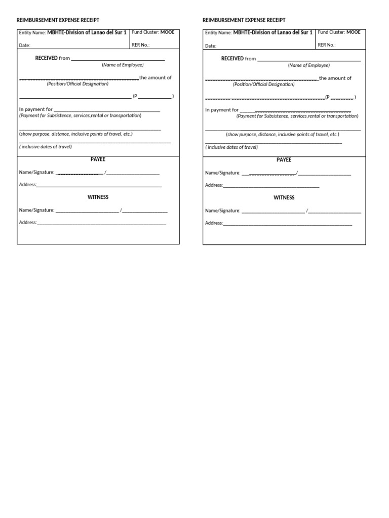 7 - Rer - Reimbursement Expense Receipt | PDF | Expense | Income Statement