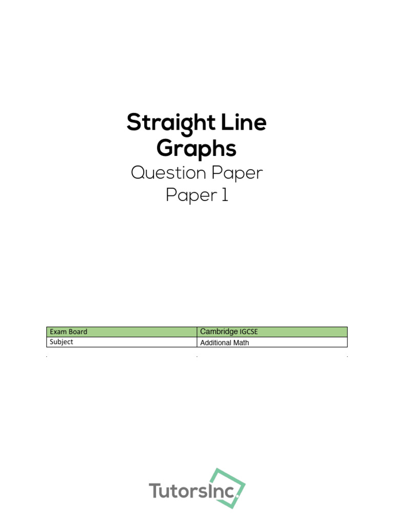 Straight Line Graphs (Paper 1) | PDF