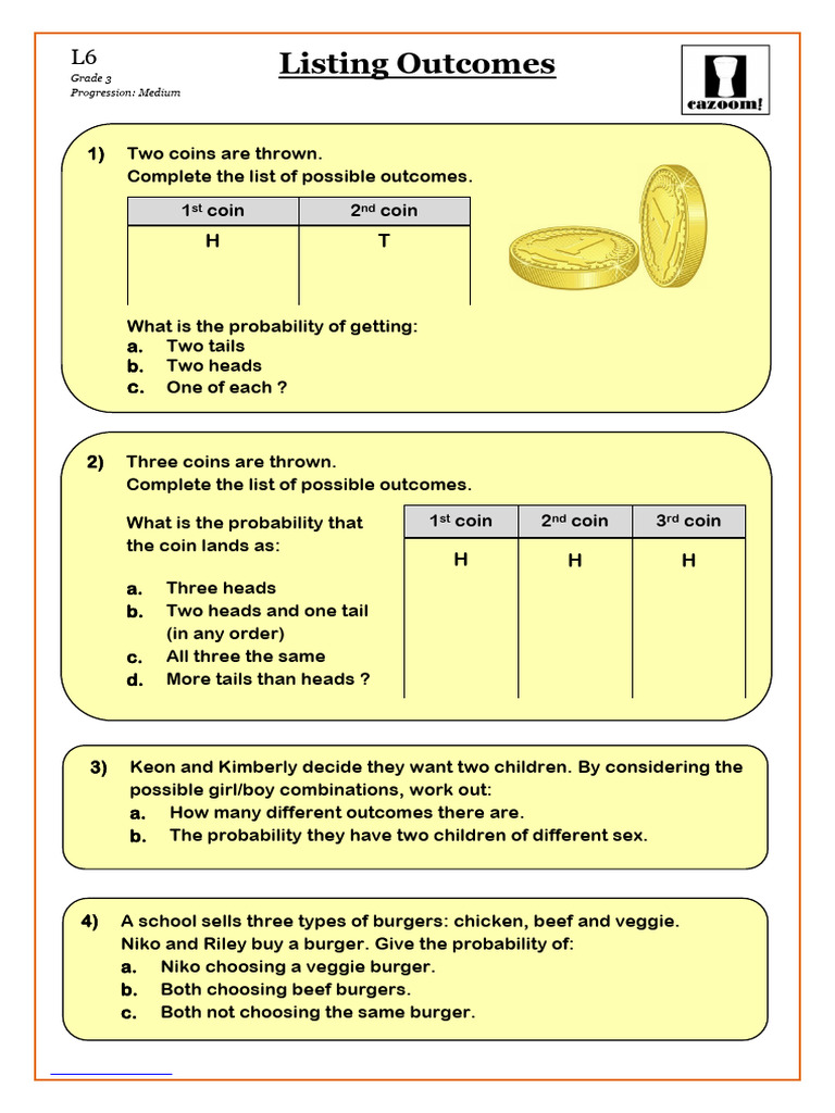 Probability and Outcomes Practice | PDF