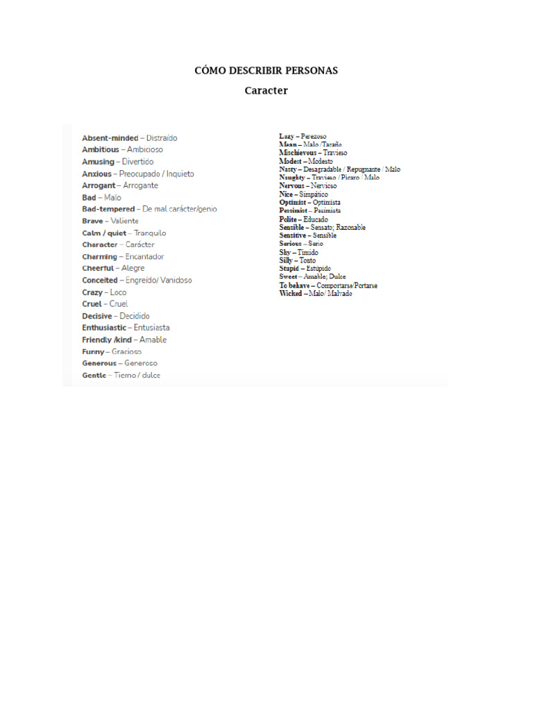 Cómo Describir Personas | PDF