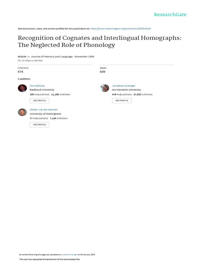 Recognition_of_Cognates_and_Interlingual_Homograph | PDF | Linguistics ...