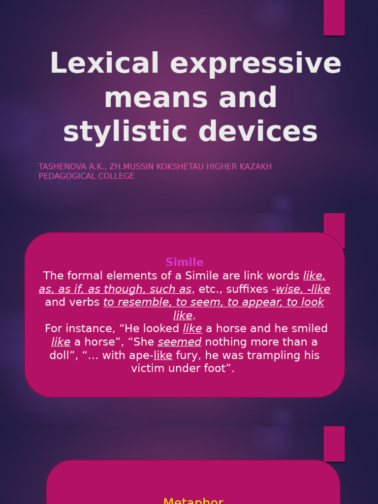Lexical Expressive Means and Stylistic Devices 1 | PDF | Linguistics | Grammar