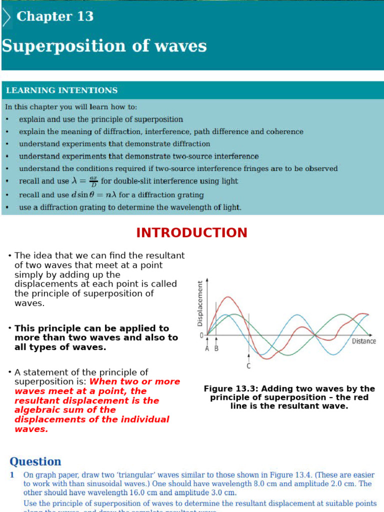 SUPERPOSITION OF WAVES | PDF | Diffraction | Wavelength