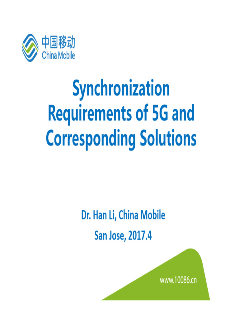 2-01 China-Mobile Li 5G-Synchronization v5 | PDF | Computer Engineering | Radio Technology