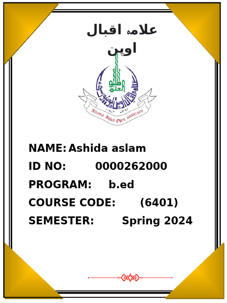 6401.01 Ashida Aslam | PDF | Quadratic Equation | Applied Mathematics