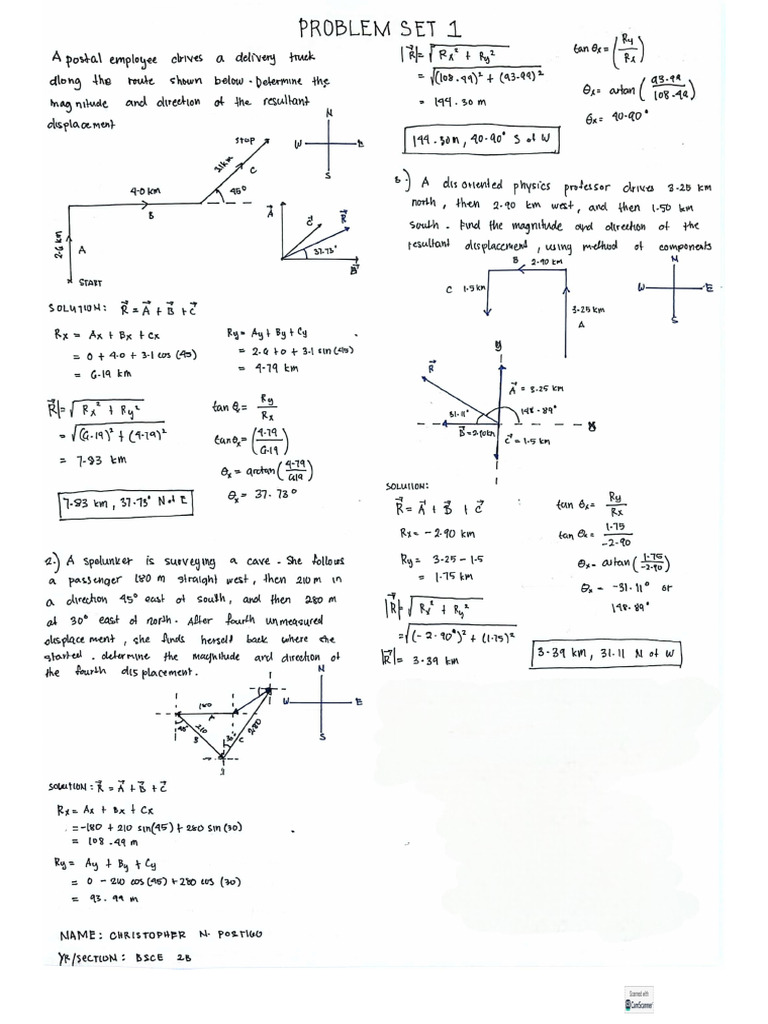 Postigo - Problem Set 1 - Physics | PDF