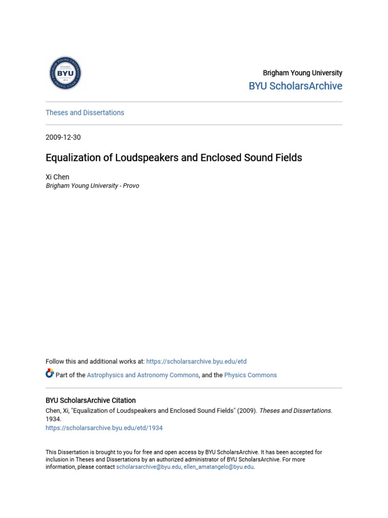 Equalization of Loudspeakers and Enclosed Sound Fields | PDF | Equalization (Audio) | Loudspeaker