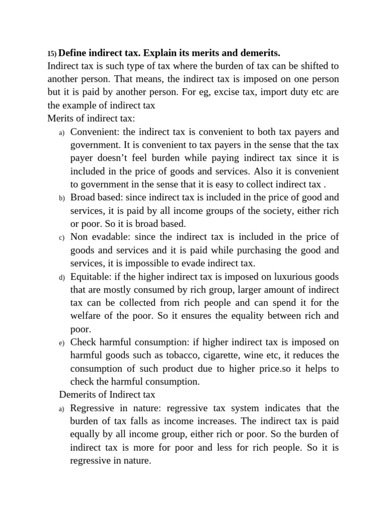 Define Indirect Tax and Its Merit and Demerits | PDF | Indirect Tax | Taxes