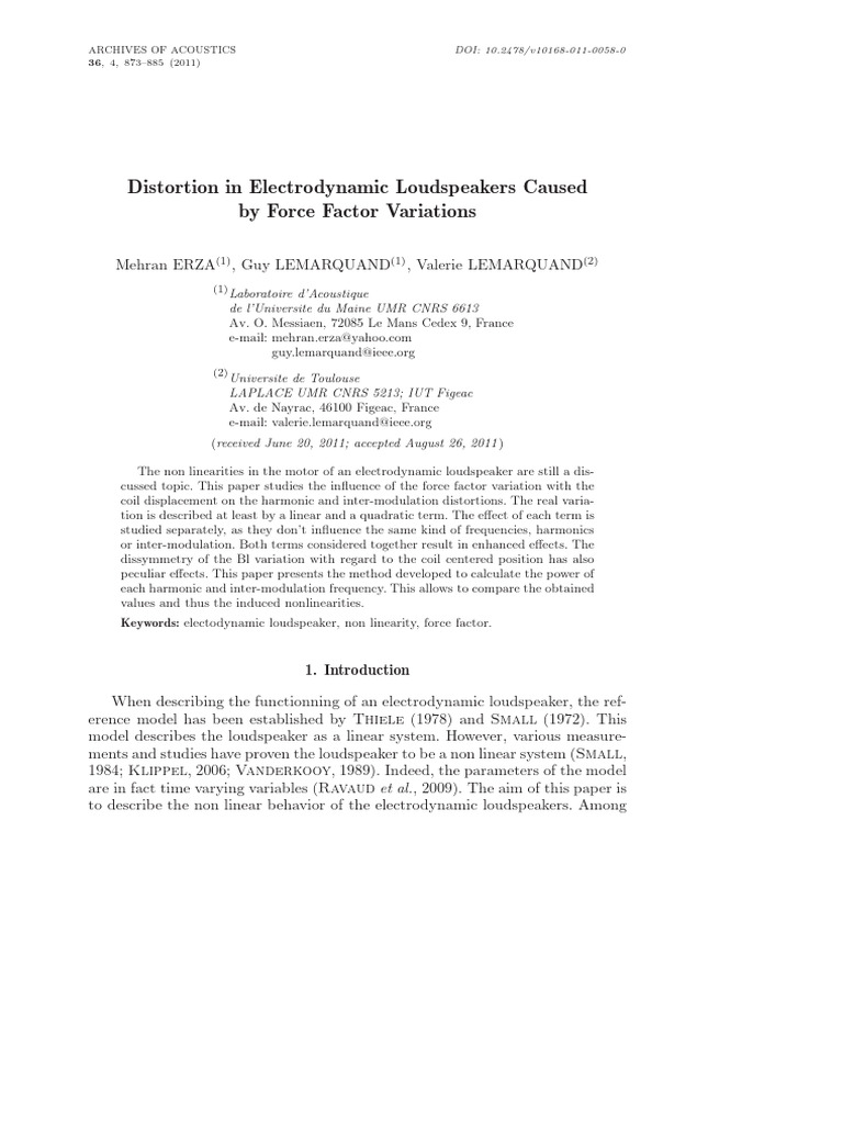 Distortion_in_Electrodynamic_Loudsp | PDF | Distortion | Loudspeaker
