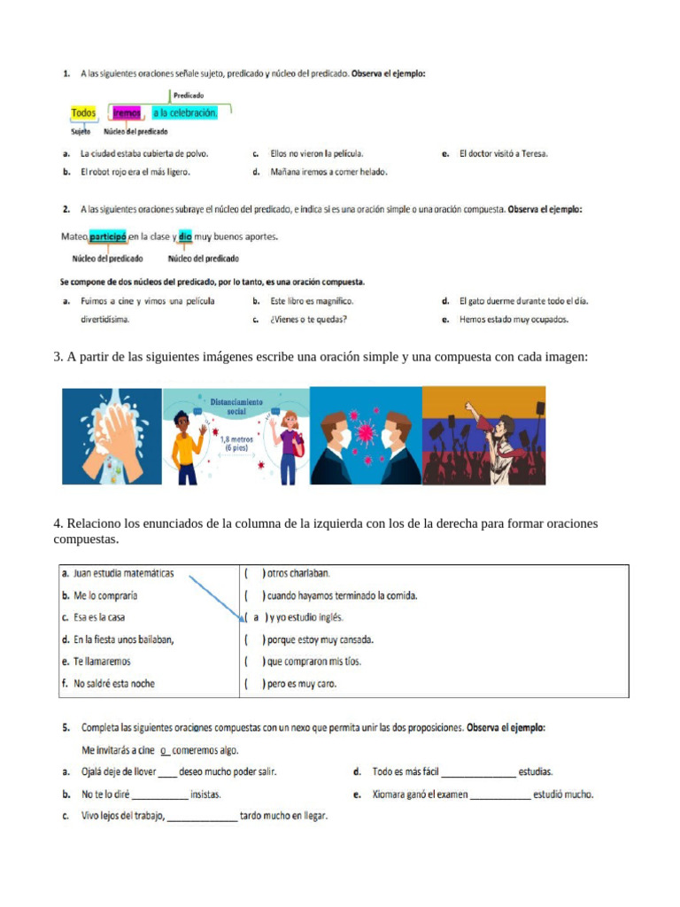 Actividad de Oraciones 1 | PDF