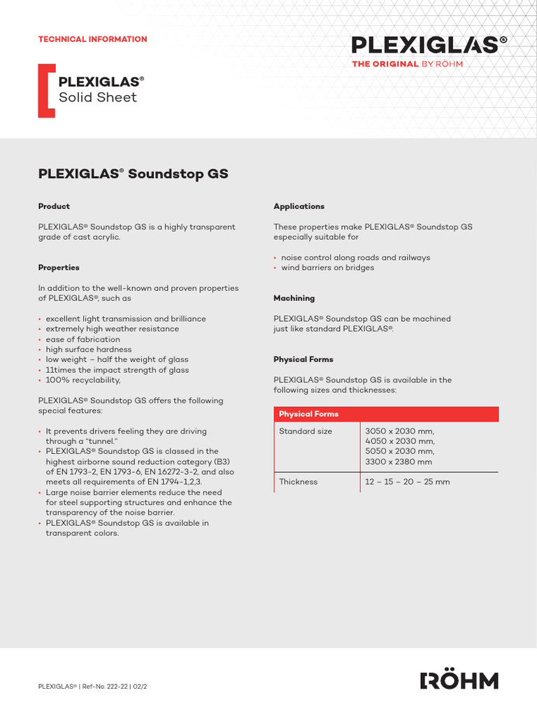 222 22 PLEXIGLAS Soundstop GS - EN | PDF | Poly(Methyl Methacrylate ...
