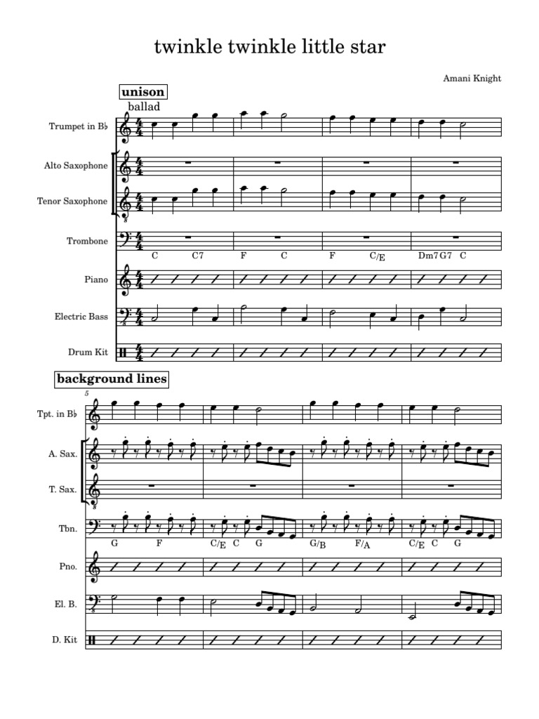 Twinle Twinkle 2-Score - and - Parts | PDF | Aerophones | Elementary ...