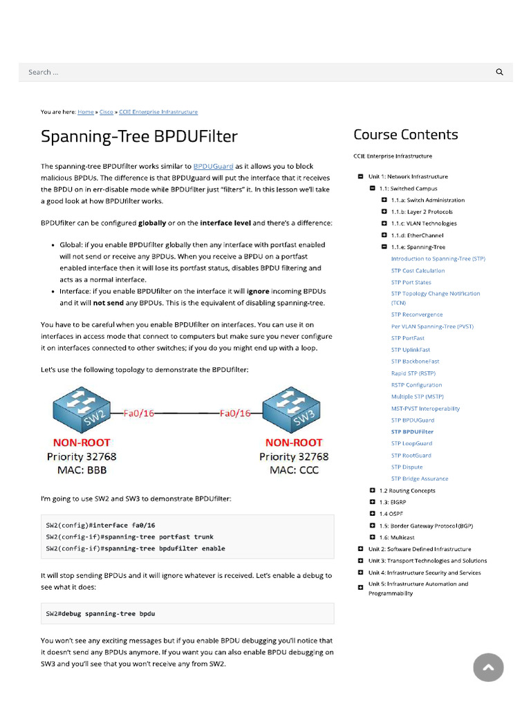 Spanning-Tree BPDUFilter | PDF