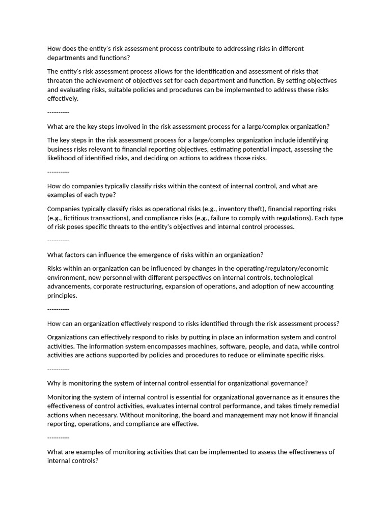 RISK | PDF | Internal Control | Risk