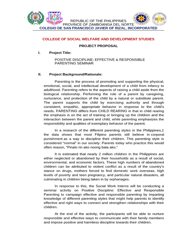 project-proposal | PDF | Parenting | Parent