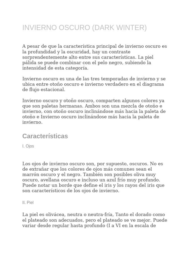 Características del Invierno Oscuro | PDF | Color | Azul