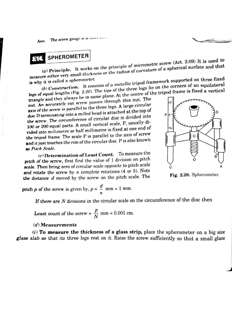 Spherometer Exp | PDF