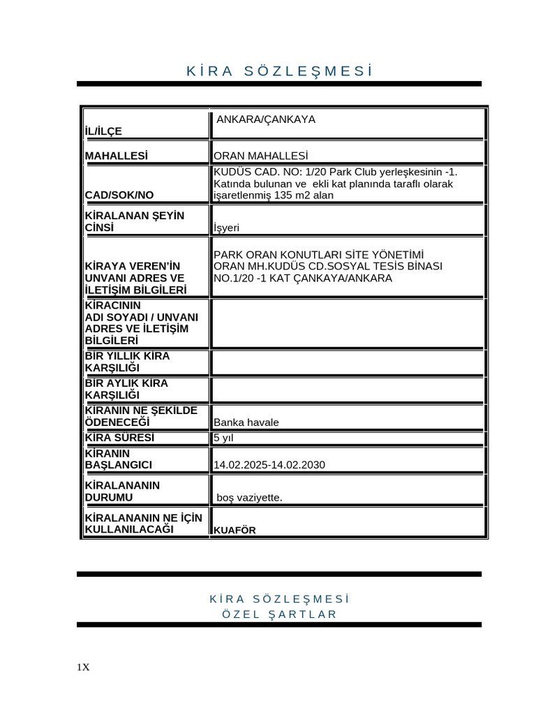 Dükkan Ki̇ra Sözleşmesi̇ | PDF