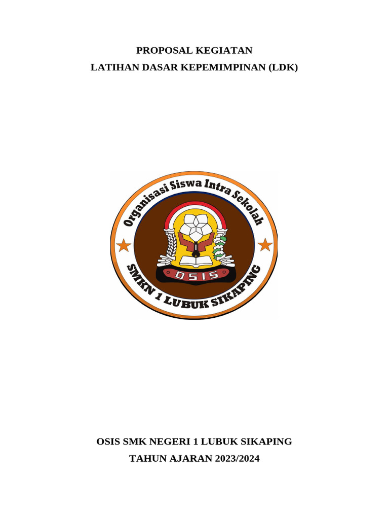 Proposal LDK OSIS SMK Negeri 1 Lubuk Sikaping | PDF