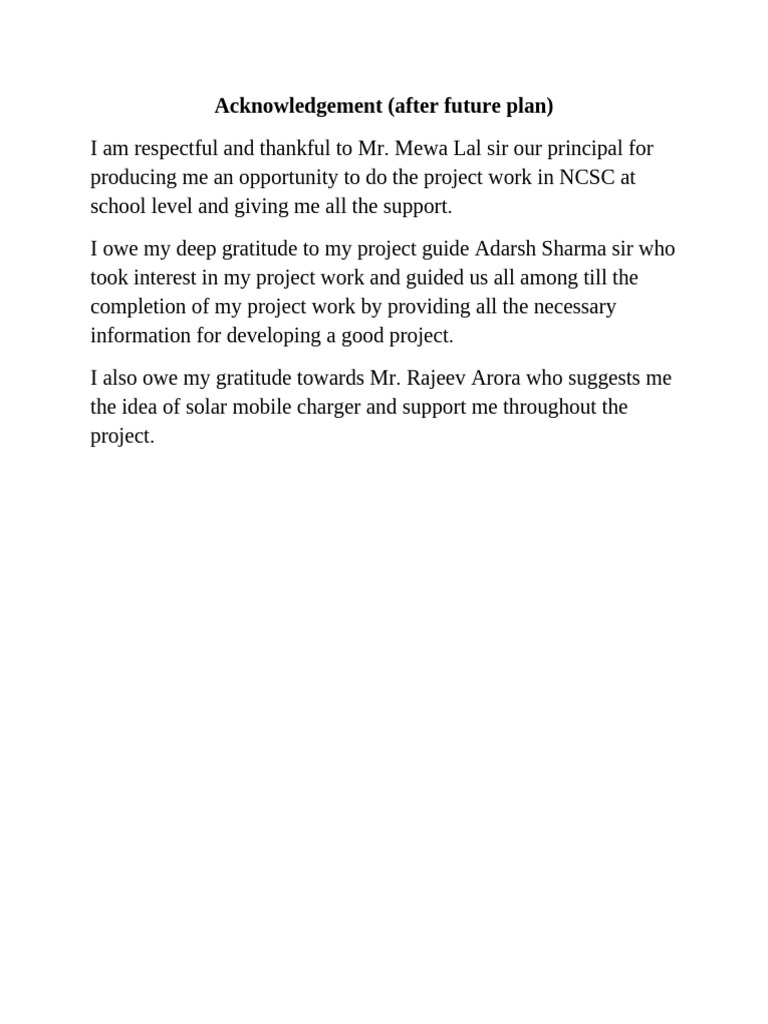 Acknowledgement (After Future Plan) | PDF