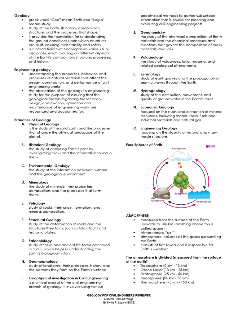 Geology Reviewer For Midterm | PDF | Earth Sciences | Geology