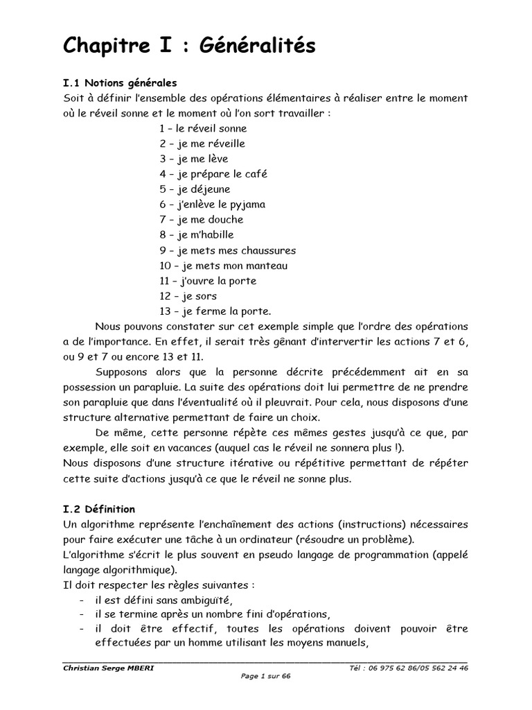 Introduction aux Algorithmes Informatiques | PDF | Structure de contrôle | Variable (informatique)