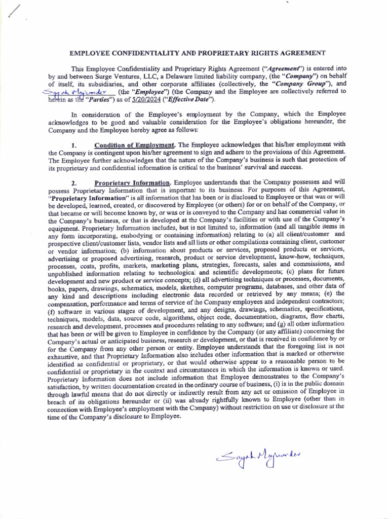 Employee Confidentiality Agreement Template | PDF | Trade Secret ...